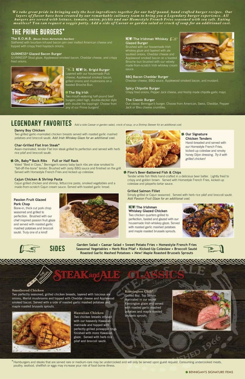 Menu - Bennigans