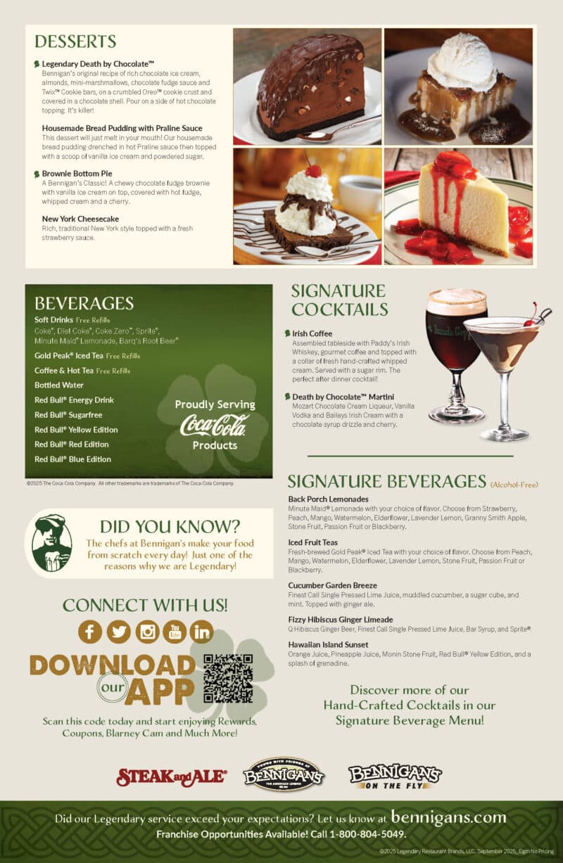 Menu - Bennigans